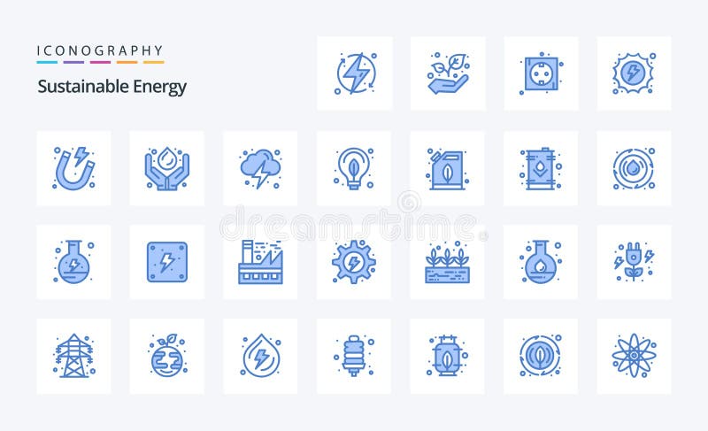 25 Sustainable Energy Blue Icon Pack Stock Vector - Illustration of ...