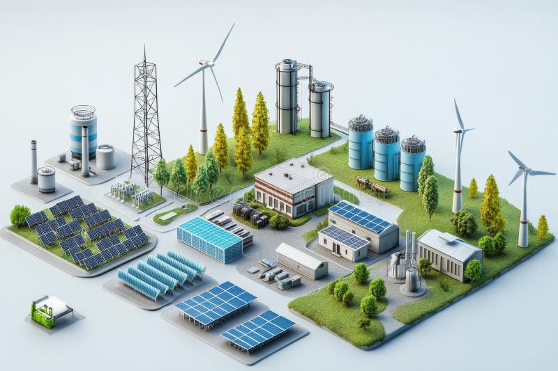Sustainable Energy City, a Vision of Clean and Efficient Power Generation Stock Image - Image of ...