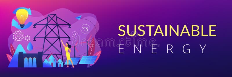 Sustainable Energy Concept Banner Header. Stock Vector - Illustration ...