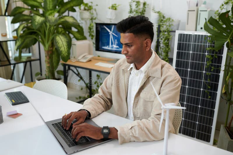 Sustainable Energy Engineer Working Stock Image - Image of help ...