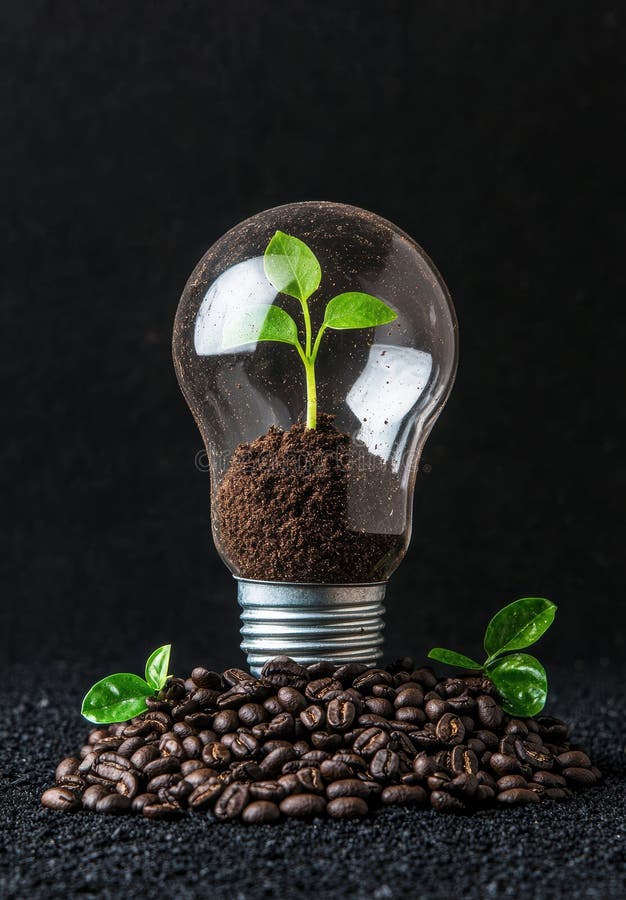 Sustainable Energy and Growth Concept with Plant Sprouting in Light ...