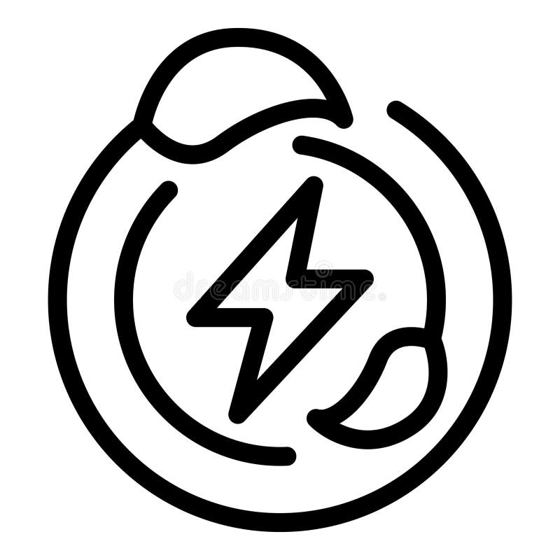 Sustainable Energy Icon with Lightning Bolt Stock Vector - Illustration ...
