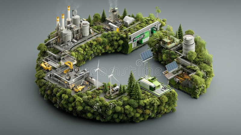 Sustainable Energy and Industrial Ecosystem Stock Illustration ...
