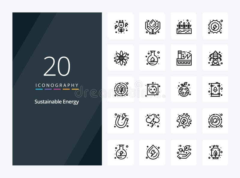 20 Sustainable Energy Outline Icon for Presentation Stock Vector ...