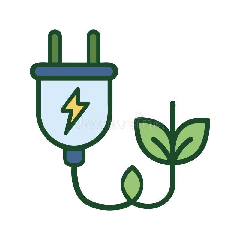 Sustainable Energy Plug with Plant Icon Stock Illustration ...