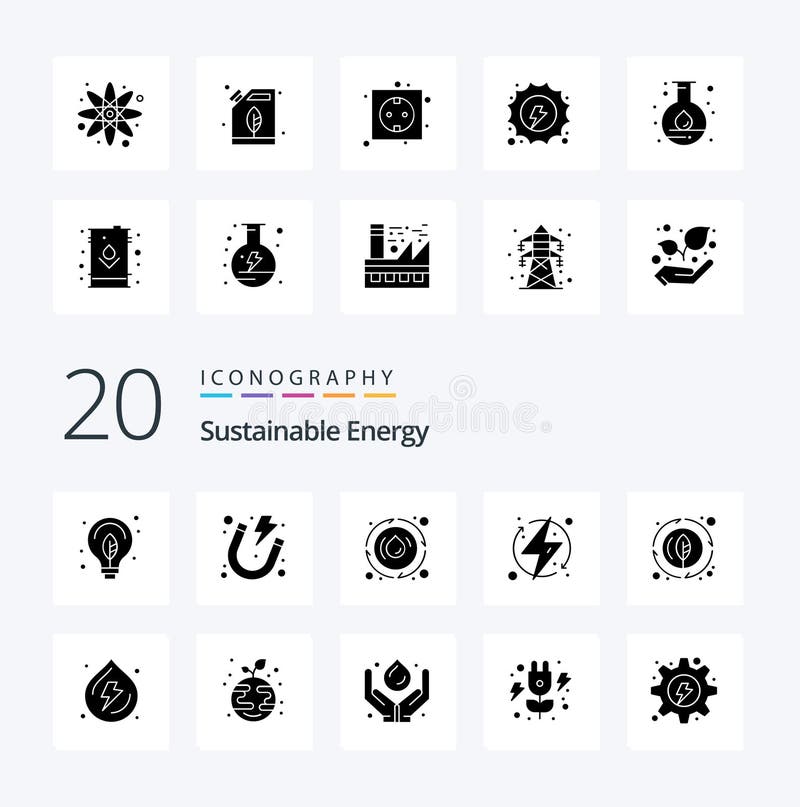 20 Sustainable Energy Solid Glyph Icon Pack Like Energy Energy Droop ...