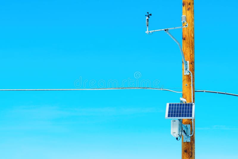 Sustainable Energy Solution: Solar Panel on Electric Pole Stock Photo ...