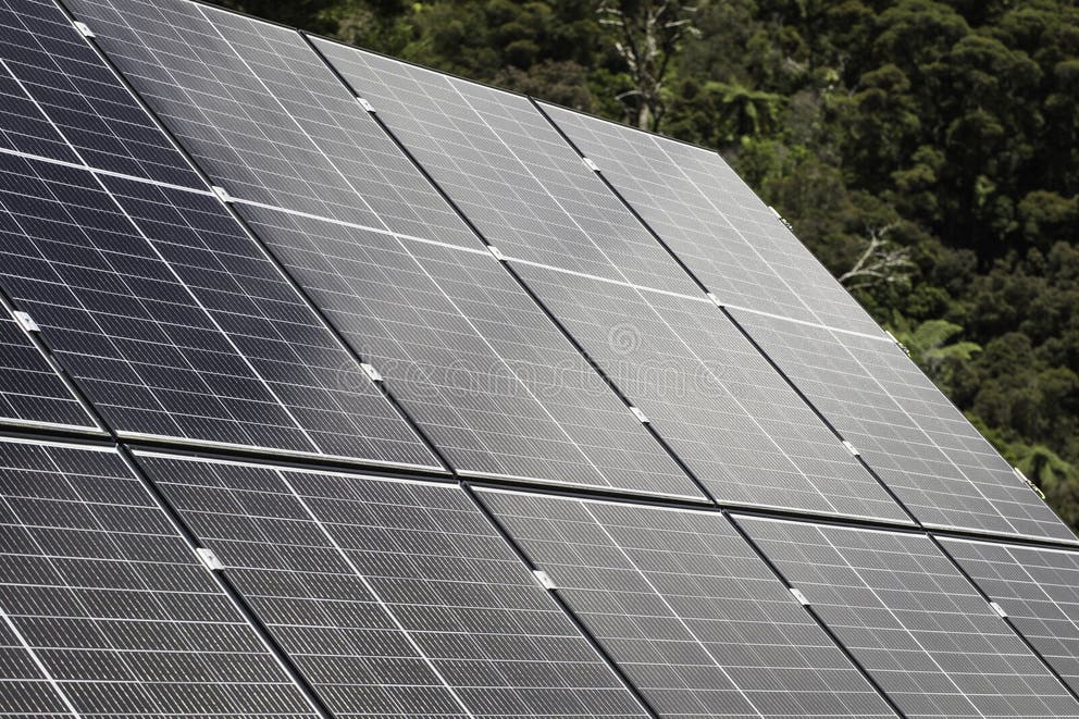 Sustainable Energy Solution with Solar Panels in Nature Setting. Eco ...