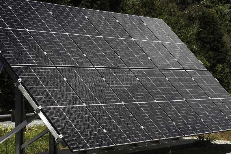 Sustainable Energy Solution with Solar Panels in Nature Setting. Eco ...