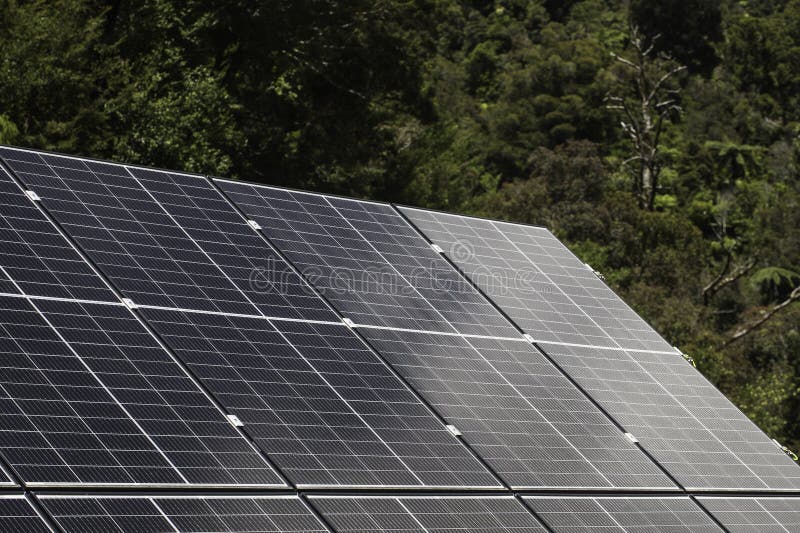 Sustainable Energy Solution with Solar Panels in Nature Setting. Eco ...