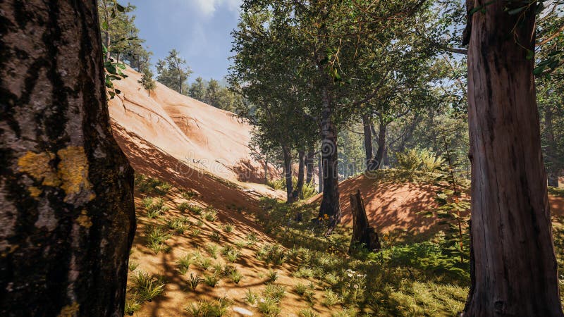 Forest Environment in Autumn. 3d Rendering Stock Illustration ...