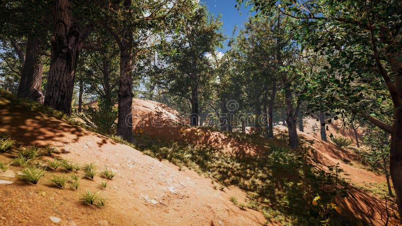 Forest Environment in Autumn. 3d Rendering Stock Illustration ...