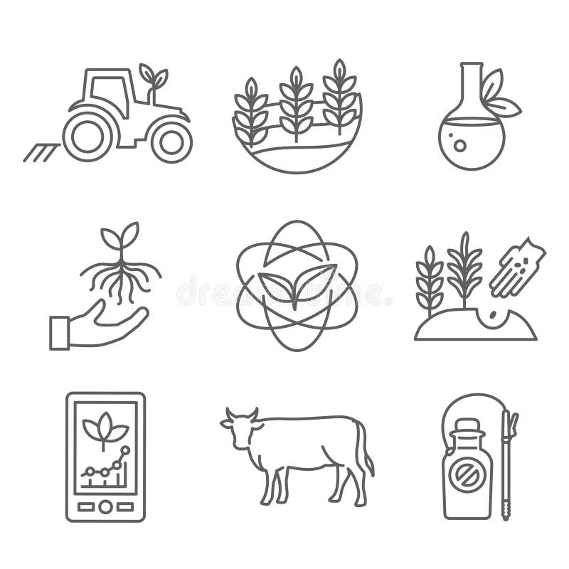 Sustainable Farming Icon Set with Maximizing Soil Coverage and ...