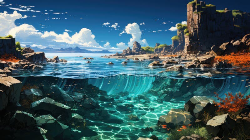 Sustainable Fishing: Pristine Ocean, Balanced Ecosystems. Created with ...