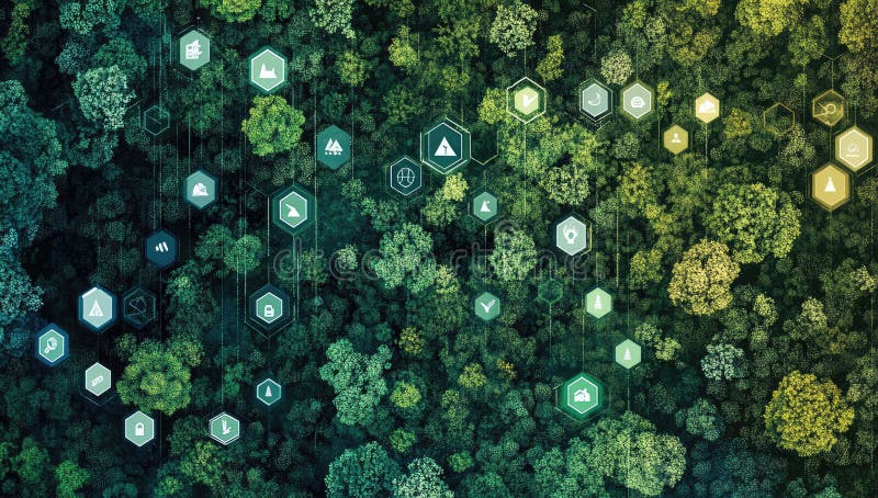 Smart Forest Management stock illustration. Illustration of protection ...