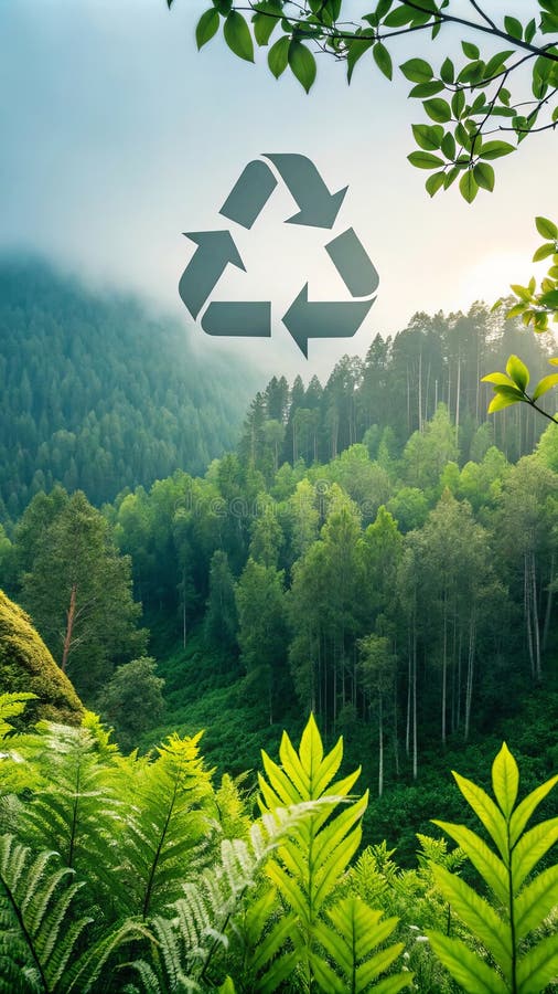 Sustainable Forest and Recycling Symbol Highlighting Environmental ...