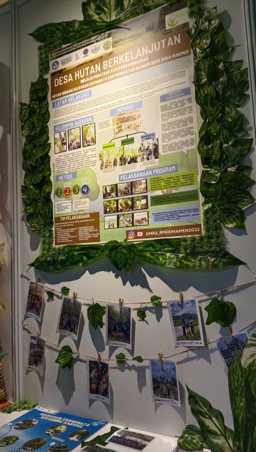 Sustainable Forest Village Poster with Green Leaf Frame Editorial Stock ...