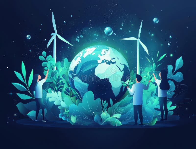 Sustainable Future Concept with Diverse People and Environmental ...