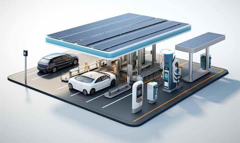 A Sustainable Gas Station Powered by Solar Energy Stock Photo - Image ...
