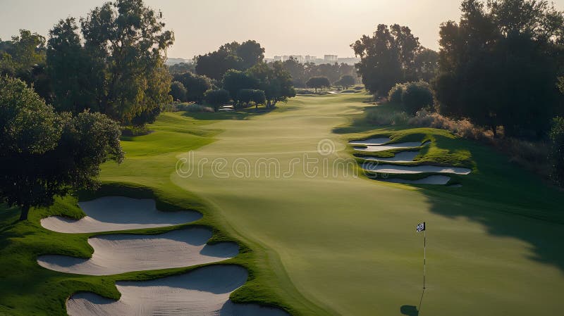 Sustainable Golf Course Concept with Water Features Surrounded by Lush ...
