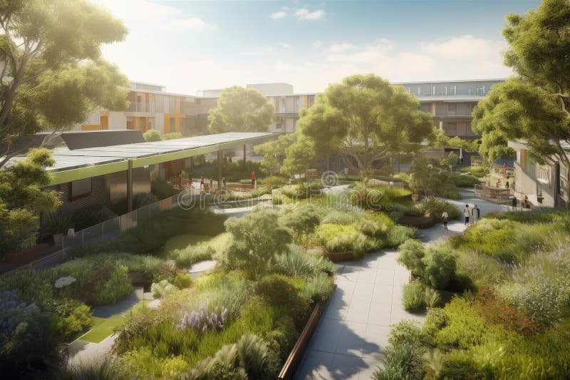 Sustainable and Green Community with Communal Garden and Walking Paths ...