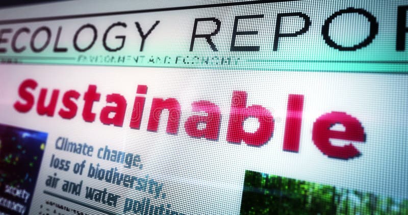 Sustainable Green Eco Industry Newspaper on Mobile Tablet Screen Stock ...