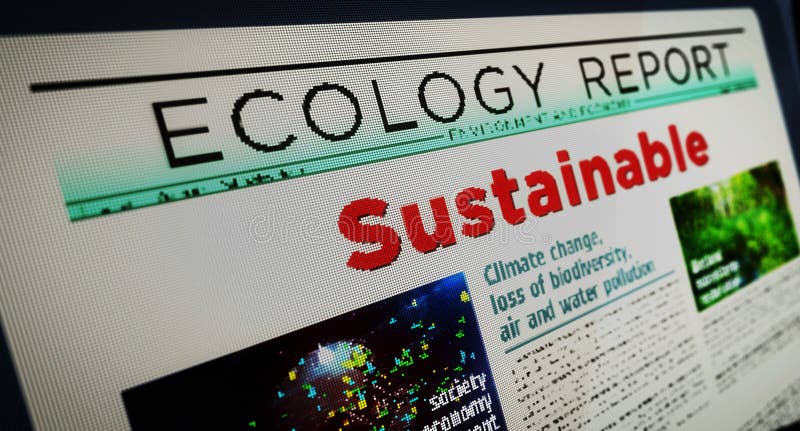 Sustainable Green Eco Industry Newspaper on Mobile Tablet Screen Stock ...