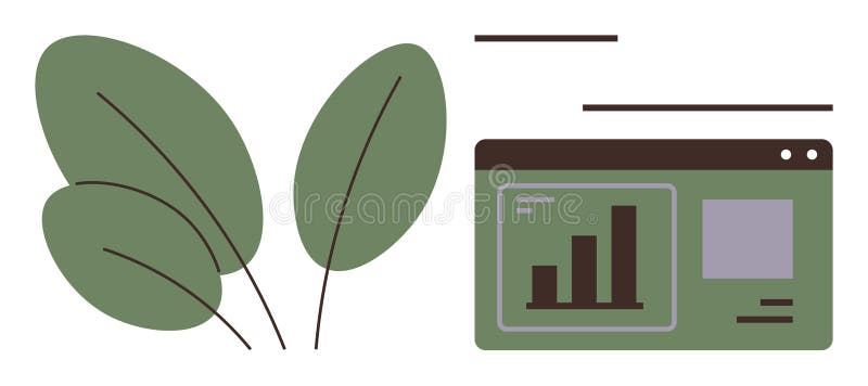 Sustainable Growth Concept with Leaves and Data Analytics on a Green ...