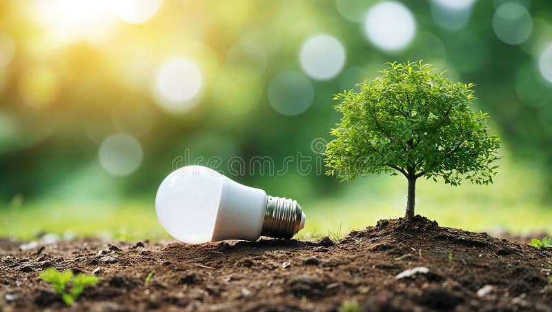 Sustainable Growth and Energy Saving Light Bulb Concept with Tree Stock ...