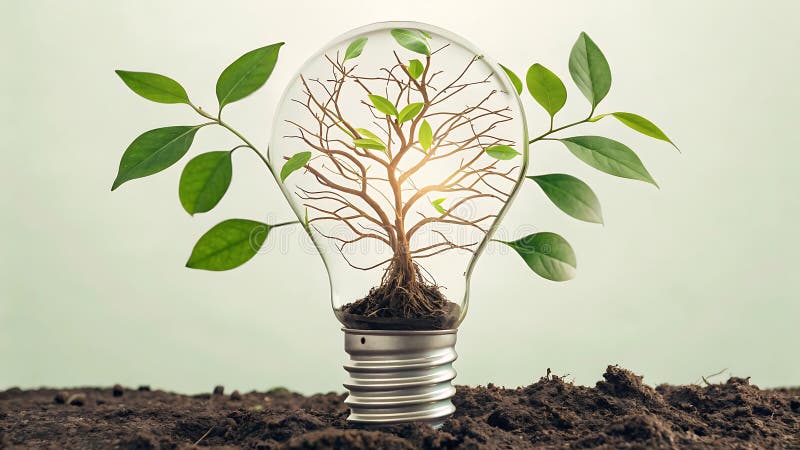 Sustainable Growth Image: Tree in Light Bulb Ecosystem - Nurturing ...