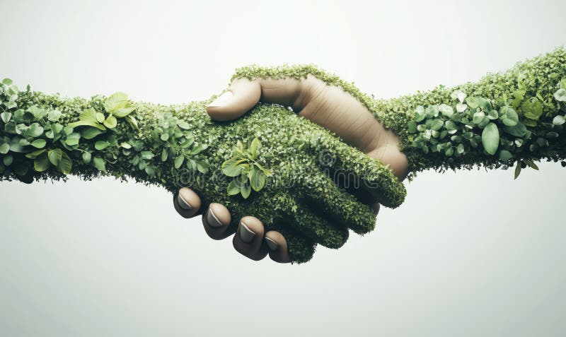 Sustainable Handshake Symbolizing Unity, Cooperation, and Environmental ...