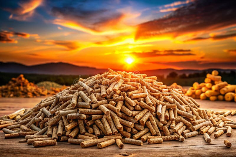 Sustainable Heating Wood Pellets Stacked High Symbolizing Renewable ...
