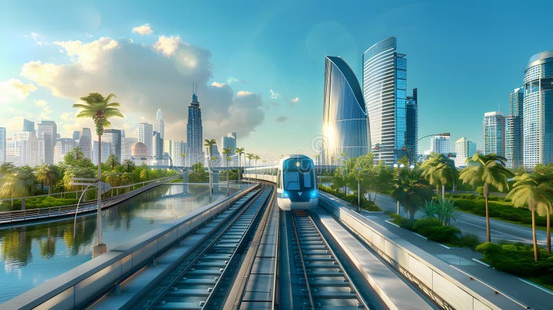 Sustainable High-Speed Transit Systems Futuristic Stock Illustration ...