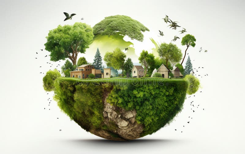 Sustainable Home Design on White Background Stock Illustration ...