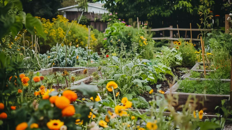 Sustainable Home Garden a Backyard Garden with Vegeta C14ad9688f-4975 ...