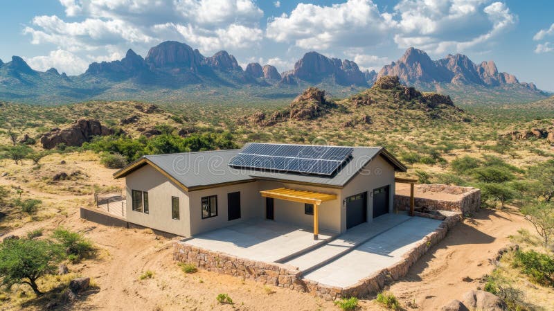 Sustainable Home Solar Panels Remote Desert Setting Stock Photos - Free ...