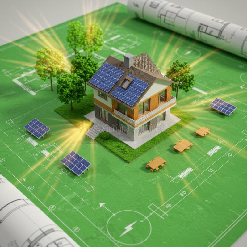 Sustainable House with Solar Panels and Vegetable Garden on the Roof ...