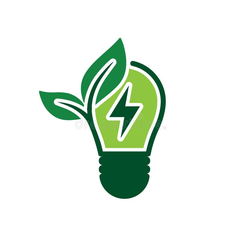 Sustainable Icon. Green Energy Vector with Light. Energy Source Stock ...