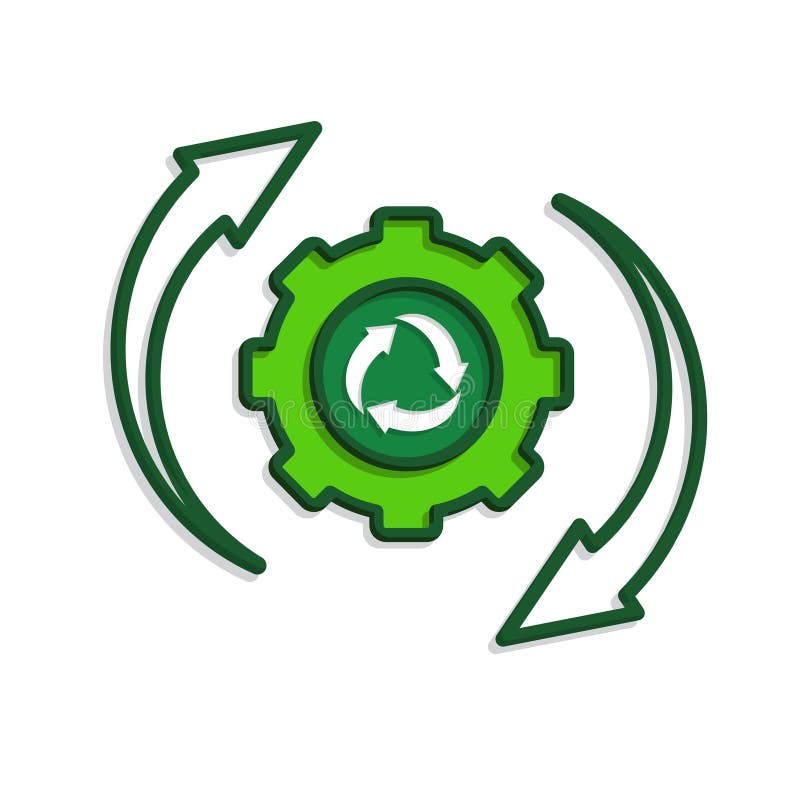 Sustainable Icon. Recycling Vector. Reuse Symbol with Gears. Recycling ...