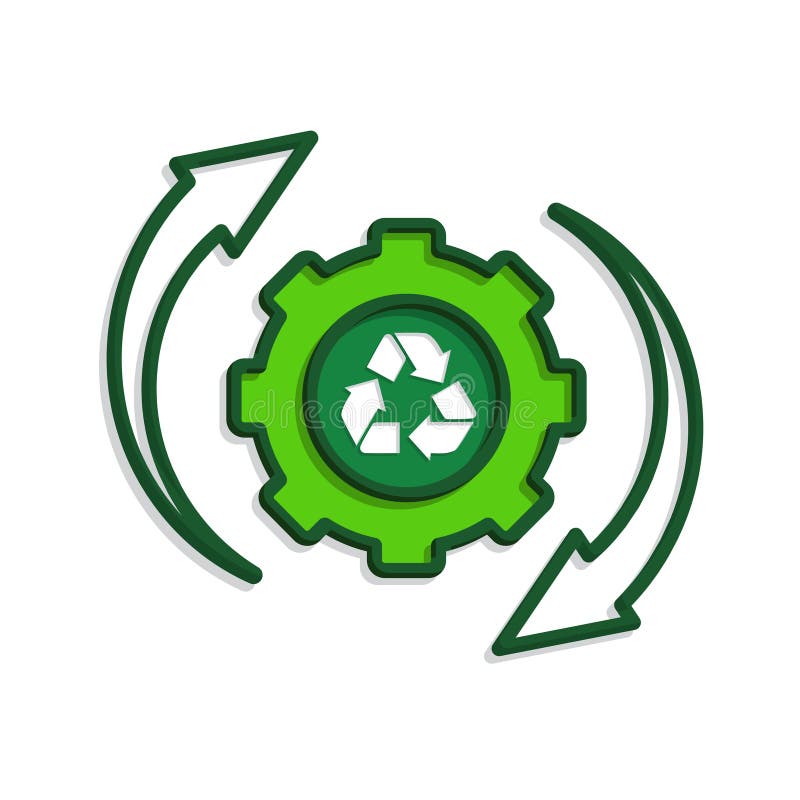 Sustainable Icon. Recycling Vector. Reuse Symbol with Gears. Recycling ...