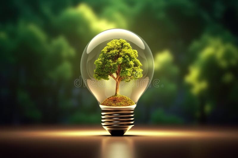 Sustainable Illumination Green Energy Concept with Tree Inside Light ...