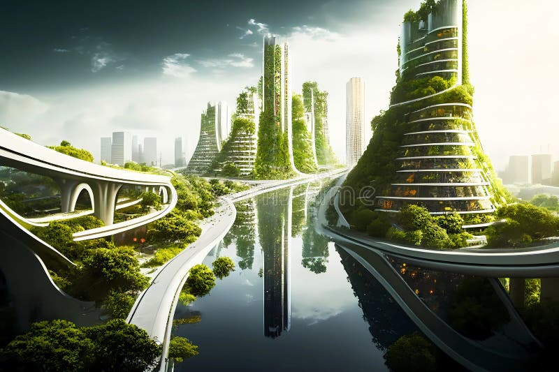 Sustainable Infrastructure in the Future. Generative Ai Design Stock ...