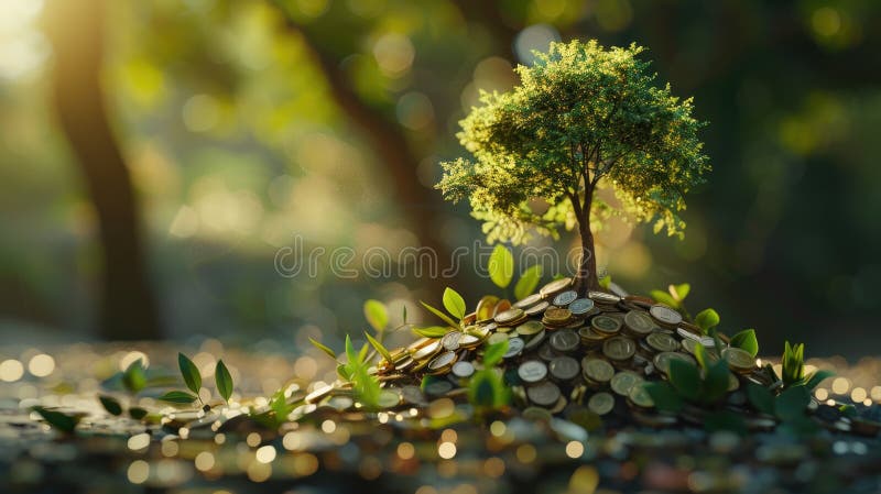 Sustainable Investment Concept with Tree Growing on Coins Stock Image ...