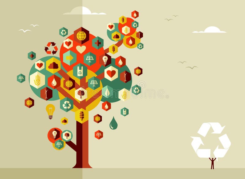 Sustainable life tree stock vector. Illustration of global - 32018251