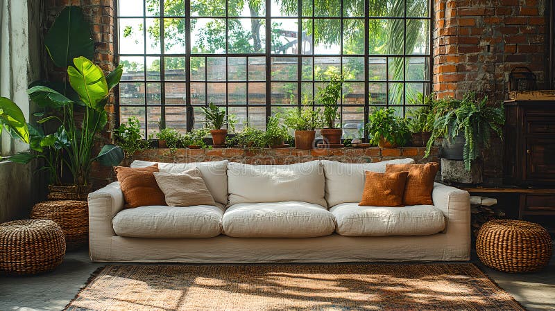 Sustainable Living Space with Natural Materials Stock Illustration ...