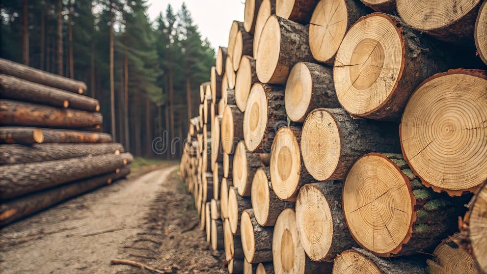 Sustainable Logging Practices in Dense Forests. Stock Illustration ...