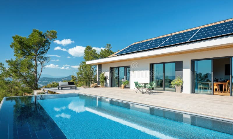 Sustainable Modern Home with Solar Panels, Infinity Pool, and Mountain ...
