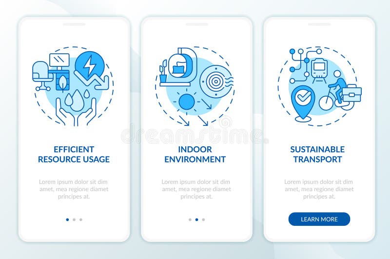 Sustainable Office Concept with Blue Thin Line Icons Stock Vector ...