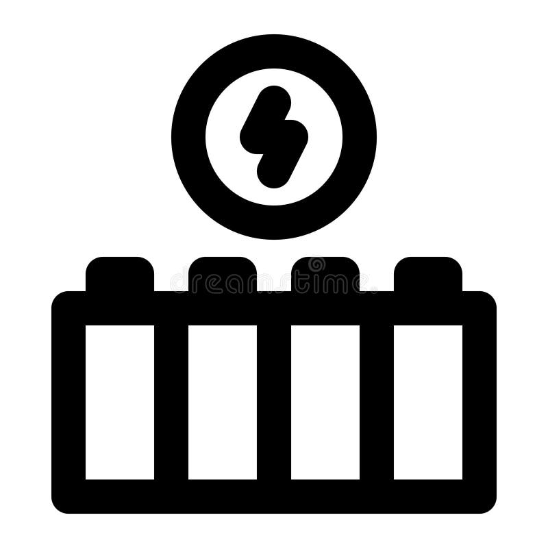 Battery Bank, Energy Storage Outline Icon Stock Vector - Illustration ...