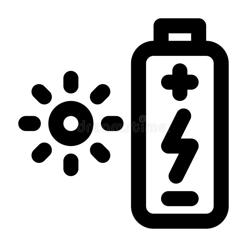 Solar Battery, Solar Energy Outline Icon Stock Vector - Illustration of ...